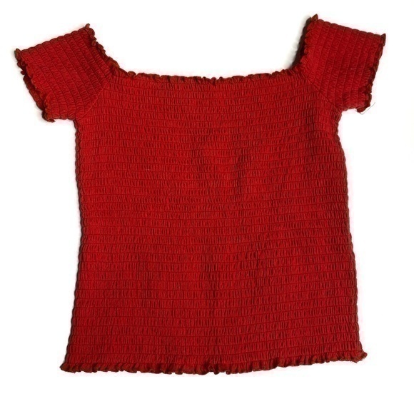 Hollister | Tops | Hollister Red Smocked Crop Top | Poshmark